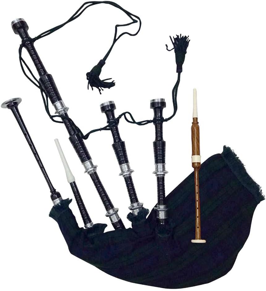 Cornemuse écossaise finition noire avec supports argentés uni, anches ...
