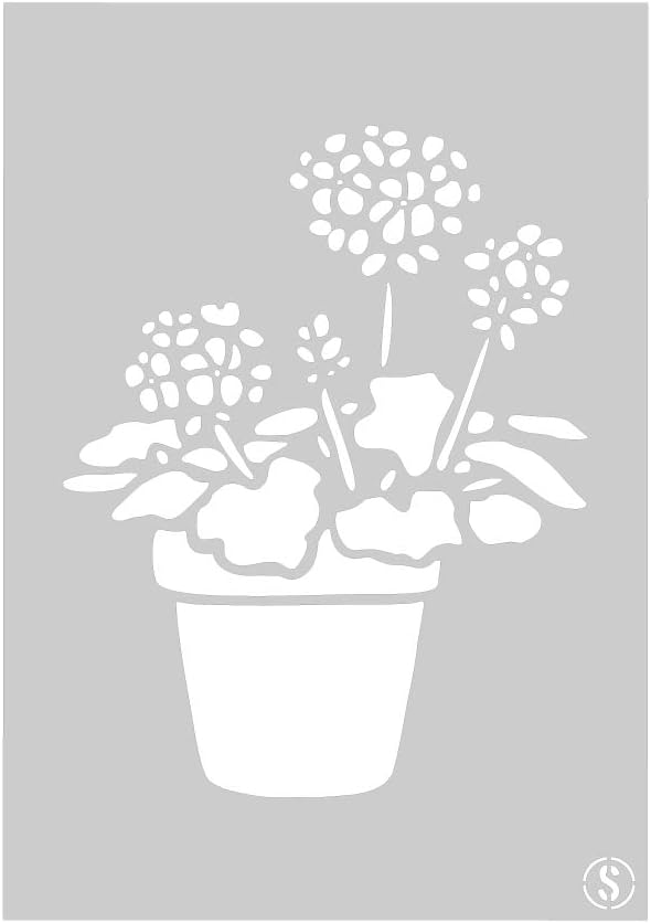 The Stencil Studio Geranium & Pot Reusable Stencil - Ideal for home ...