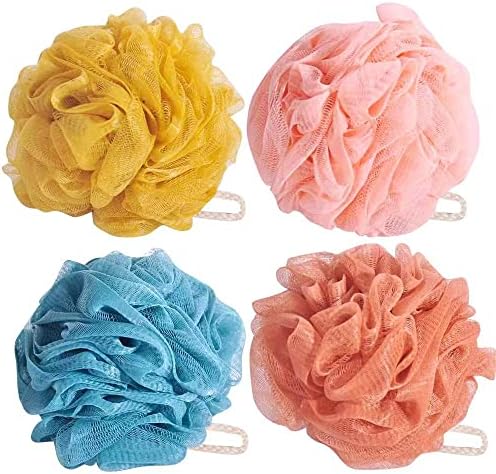 Amazon.com: SOTOLAN 4 Pack Bath Shower Loofah Eco Recycled Shower Poufs ...