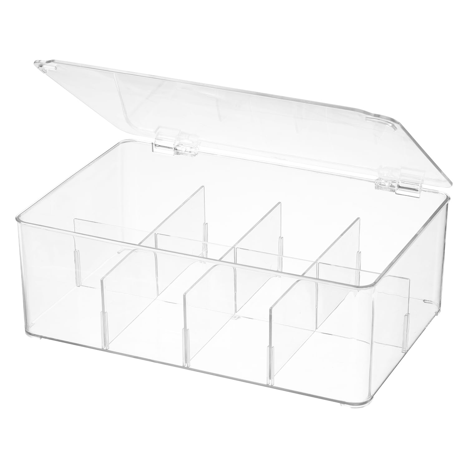 Amazon.com: OMNISAFE Divided Clear Plastic Organizer Bin with Hinge Lid ...