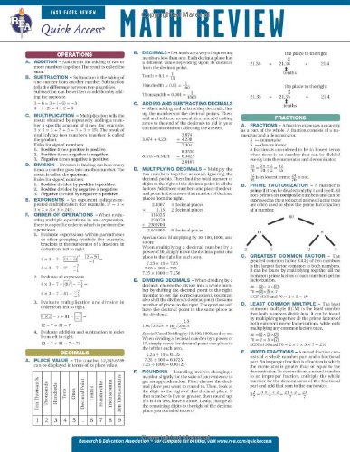 Math Review - REA's Quick Access Reference Chart (Quick Access ...