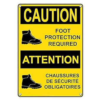 Weatherproof Plastic Vertical OSHA Caution Foot Protection Required ...