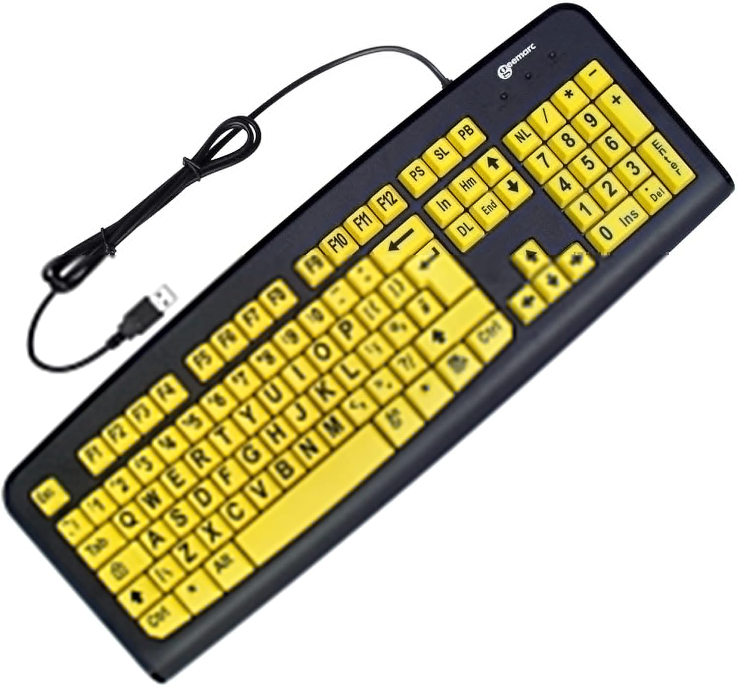 Geemarc USB Plug & Play Large Letter Wired Keyboard with Big Black on ...