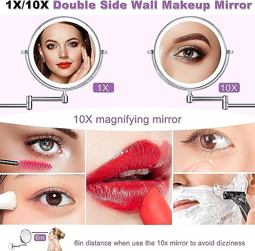 DUOVIO Rechargeable LED Wall Mounted Makeup Mirror 8 Inch Double Sided ...