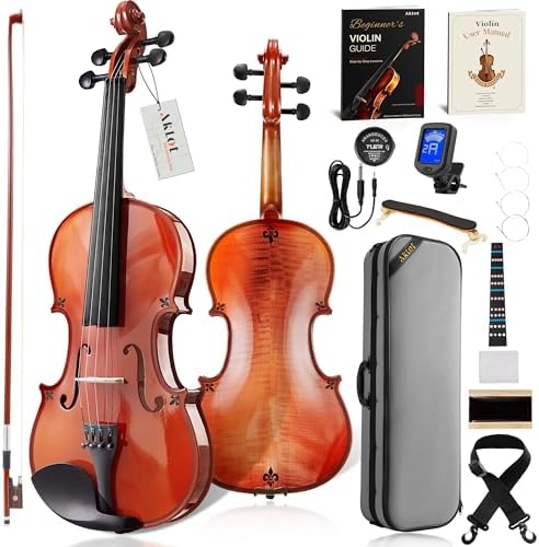 Amazon.com: AKLOT Handcrafted Flamed Maple Violin: Full Size Glossy ...