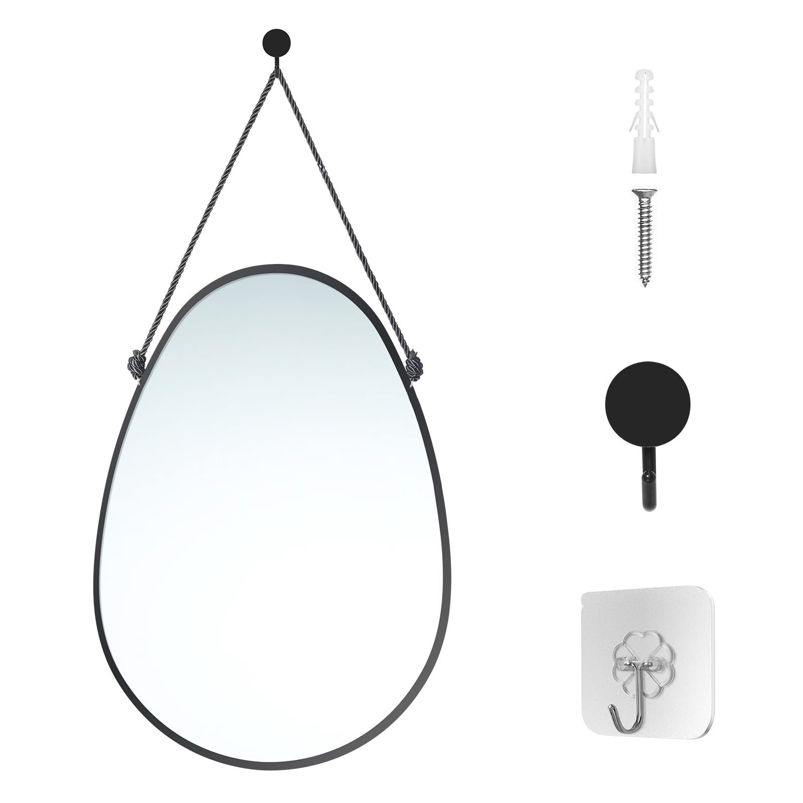 LONGWIN Black Hanging Tear Drop Mirrors for Wall Decor, 13 x 18.3 Inch ...