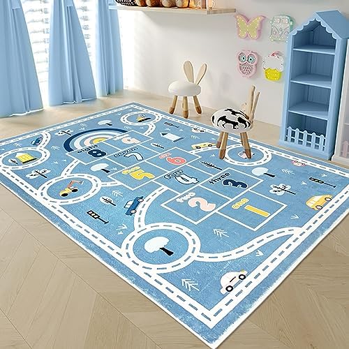 Amazon.com: Abeigoi Kids Play Mat Hopscotch Area Rug Car Rug 5x8Ft ...