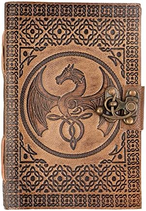 Vintage 3D Phoenix Embossed Leather Writing Journal Notebook with Gold ...