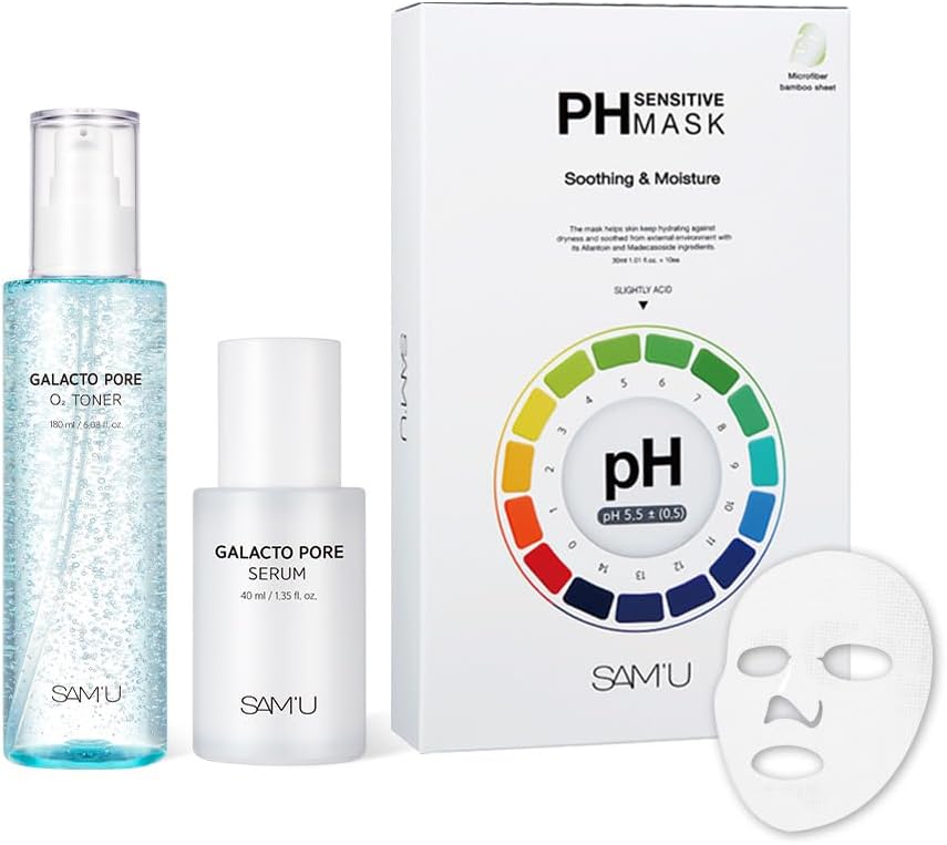 Amazon | サミュ ガラクトポア 毛穴 スージング セット 化粧水 + 美容液 + マスクパック5枚 ガラクトミセス ドクダミ アデノシン 毛穴ケア 3STEPセット アンプル セラム ...
