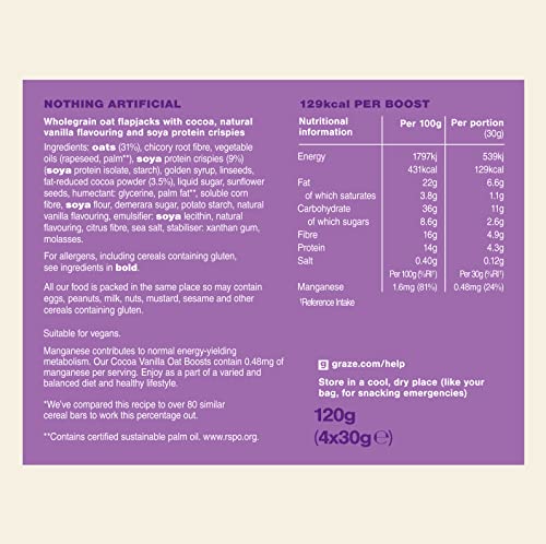 Graze Healthy Snacks - Cocoa Vanilla Vegan Snack Bars-4x30g - Tastyfactory