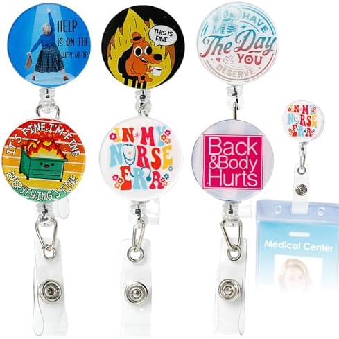 Amazon.com : GIURKUU 7 Pcs Funny Badge Reels, Cute Retractable Nurse ...