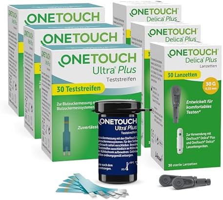 OneTouch Ultra Plus Kombi-Pack L für Blutzuckermessung, Teststreifen ...