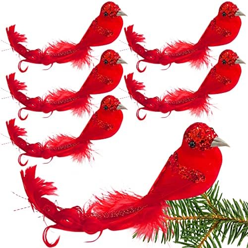 Amazon.com: 6 Pieces Red Bird Cardinal Belt Clip Christmas Tree ...