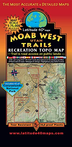 Moab West Trails Recreation Topo Map: Latitude 40°: 9781879866270 ...
