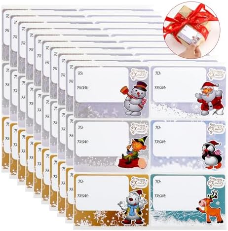 120 Pcs Christmas Labels Stickers Xmas Gift Sticker Sticky Labels Merry ...