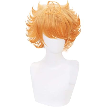 Anime The Promised Neverland Emma Wig Short Orange Curly Party Hair ...