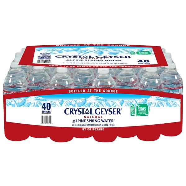 Amazon.com : Crystal Geyser Natural Alpine Spring Water 16.9 fl oz (40 bottles) : Grocery ...