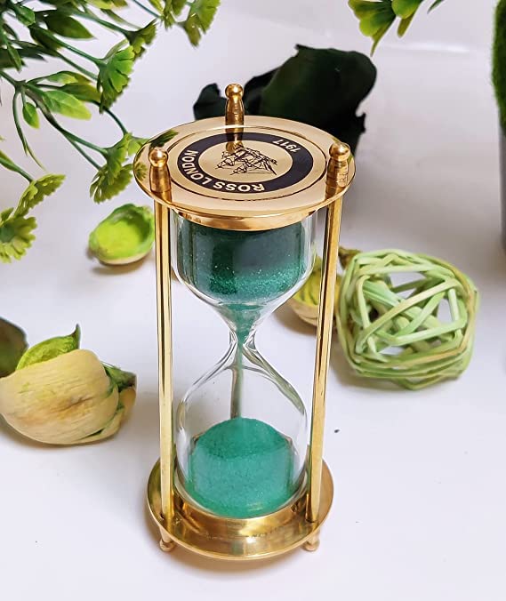 Light handicrafts Wooden and Brass Sand Timer Hour Glass 1 Minutes ...