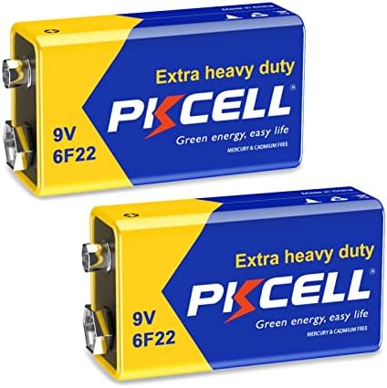 PKCELL 9V Battery, Block Battery, 6F22 Batteries for Smoke Detector ...