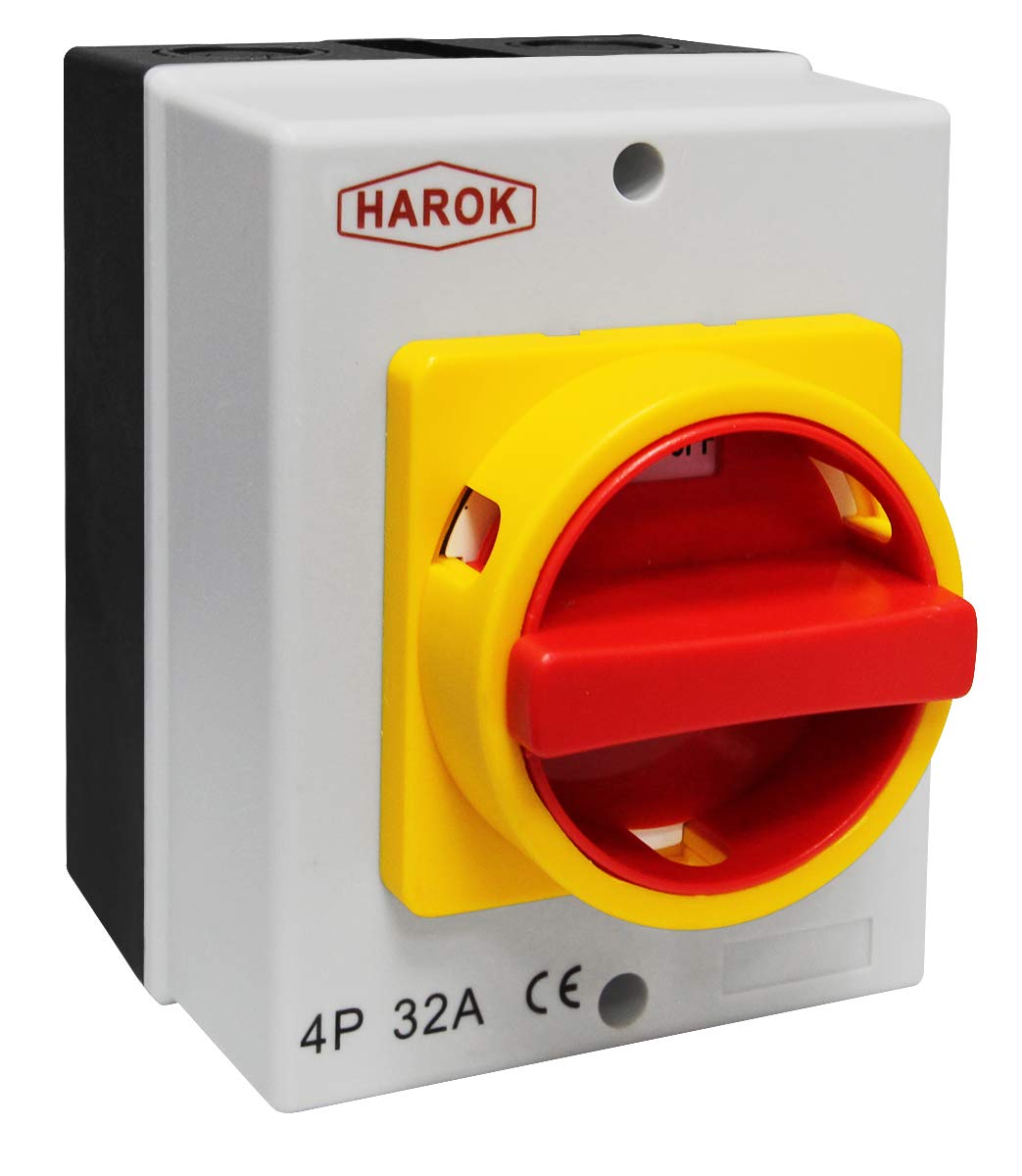 IP65 32A Rotary Isolater Switch 4 Pole AC 230v to 415v Surface Mounted ...