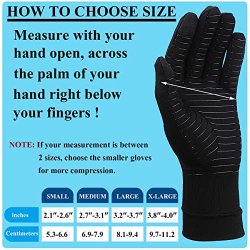 2 Pairs Copper Arthritis Gloves With Touch Screen, Full Finger ...