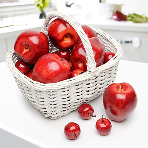 BigOtters Artificial Apples, 30PCS Fake Fruits Red Apples Dark Red ...