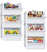 Skywin Contenedores apilables de plástico para despensa, paquete de 4 ...