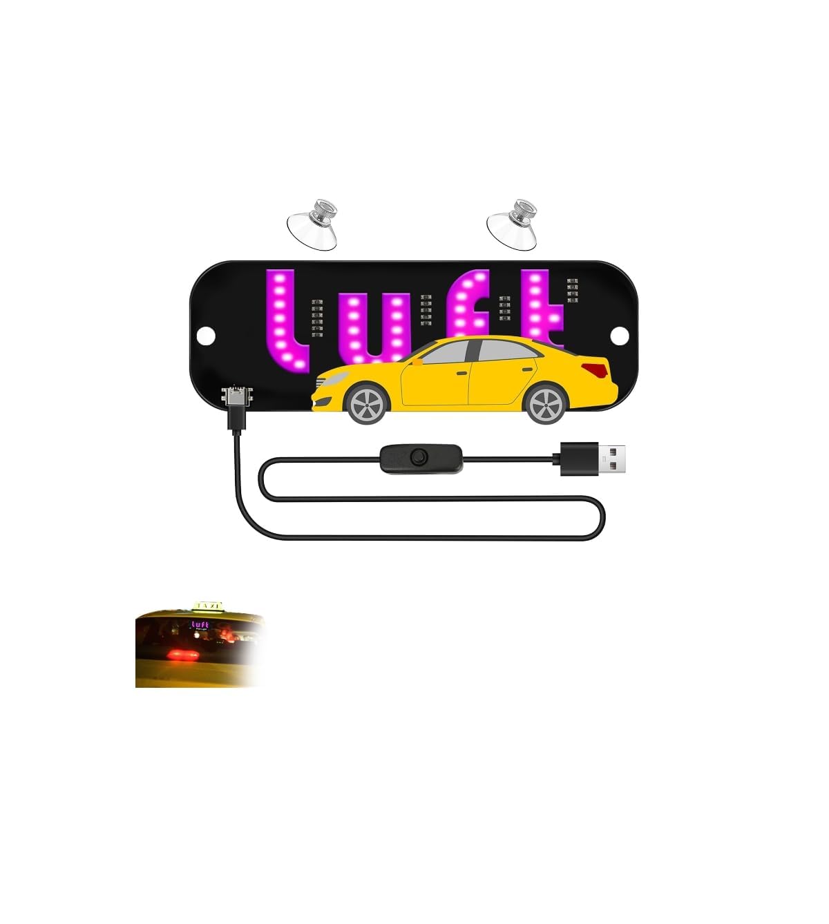 Snapklik.com : USB LED Light Sign For Drivers,Windshield Taxi Sign