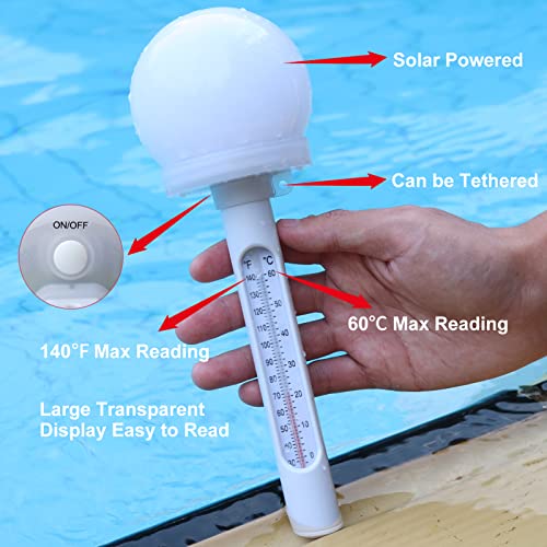Floating Pool Thermometer,Solar Powered Pond Water Thermometer With RGB ...
