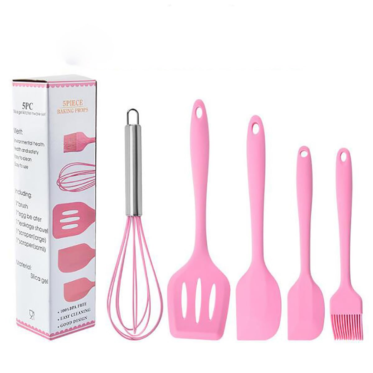 Amazon.com: 5 Piece Cooking Tools and Utensils Silicone Baking Set Heat ...