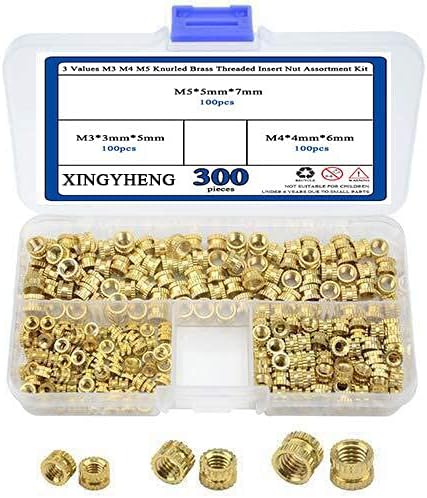 BGTXINGI 300PCS 3 Values M3 M4 M5 Knurled Brass Threaded Insert Nut ...
