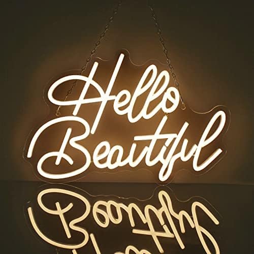 SIGNONME Hello Beautiful Neon Sign LED Sign Light Warm White Neon Signs ...