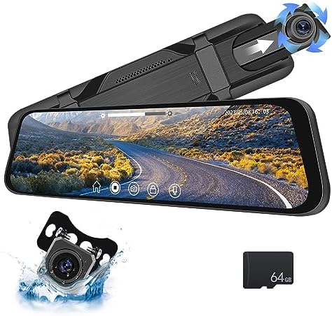 Amazon.com: Mirror Dash Cam, 4K 10" Rear View Mirror Camera UHD 2160p ...