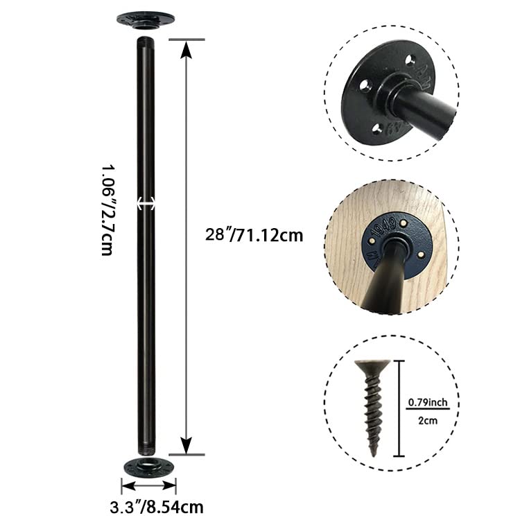 Snapklik.com : GeilSpace 28 Industrial Black Pipe Table Legs, Metal ...