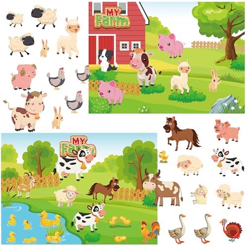 Amazon.com: 24 Sheets Farm Animals Stickers Party Favors Waterproof ...