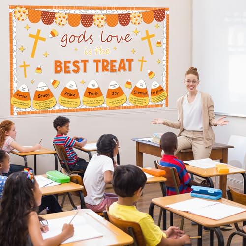 Halloween Candy Corn Bulletin Board Decorations Fall Christian Paper ...