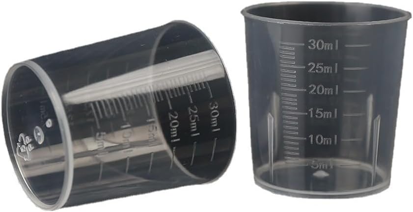 50 x Clear Plastic Paint Mixing & Measuring Cups Pack Volume 600 ML 4:1 ...