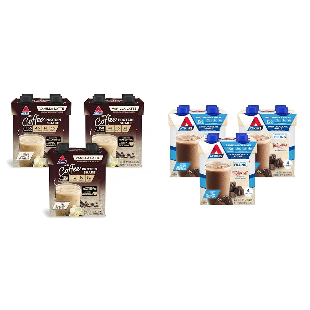 Amazon.com: Atkins Iced Coffee Vanilla Latte Protein Shake, 15g Protein ...