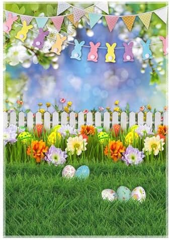 Amazon.com : Swepuck 8x10ft Fabric Easter Spring Photography Backdrop Grass Colorful Eggs ...