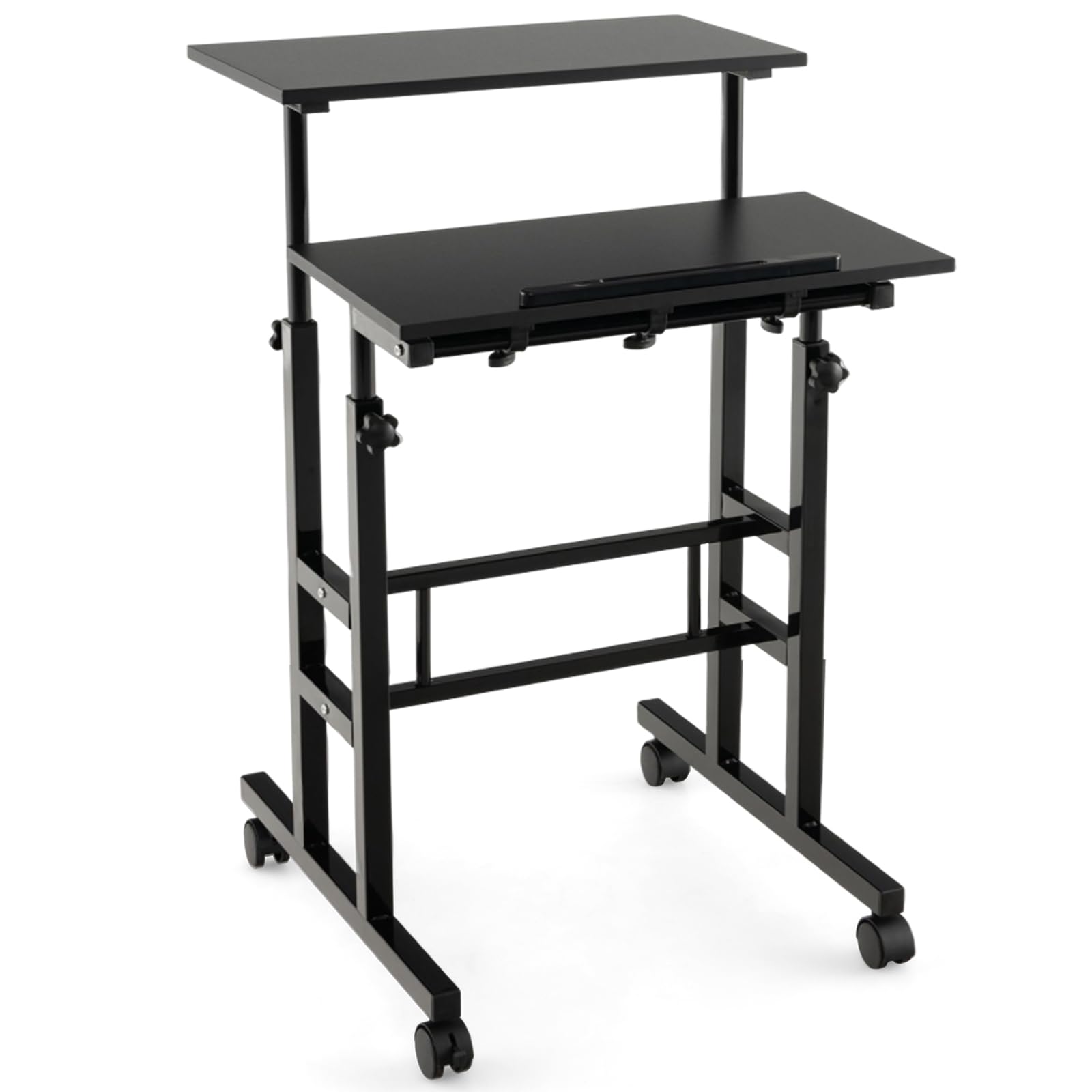 Amazon.com: MEDIMALL 2-Tier Adjustable Standing Desk, Mobile Sit Stand ...