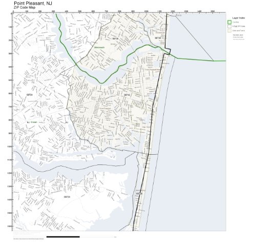 Amazon.com : ZIP Code Wall Map of Point Pleasant, NJ ZIP Code Map Not ...