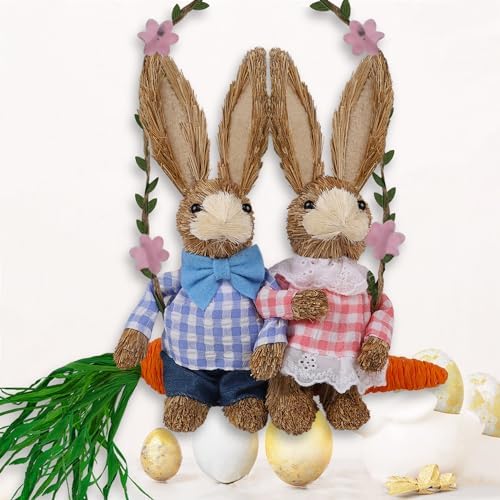Amazon.com: DR.DUDU Easter Decorations Bunny Couple, 16.5" Hanging ...