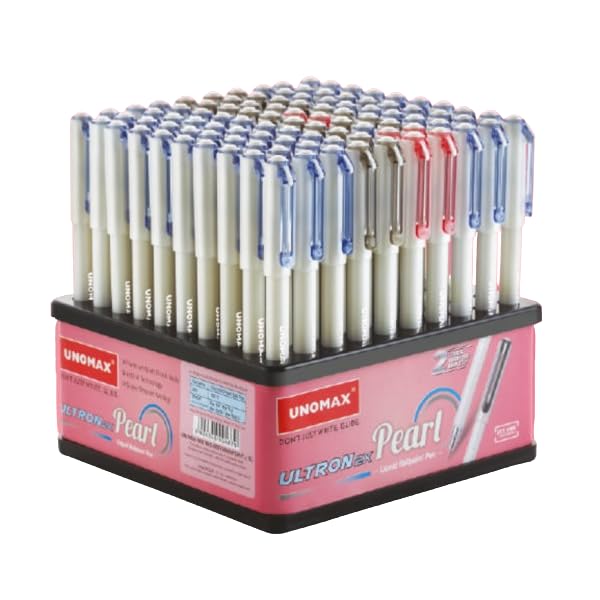 Unomax Ultron 2X Pearl Liquid Ball Point Pen | 100pcs Stand- 70 Blue ...