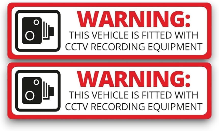 2 PACK - Small WARNING VEHICLE FITTED WITH CCTV Self Adhesive Stickers ...