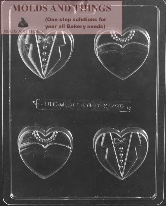 Bride and Groom Heart chocolate candy mold, Wedding Engagement Ring ...