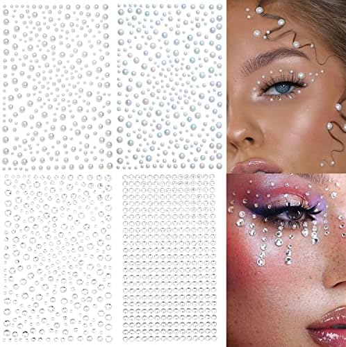 Amazon.com: 2116 pcs Self Adhesive Rhinestones and Pearls for Makeup ...