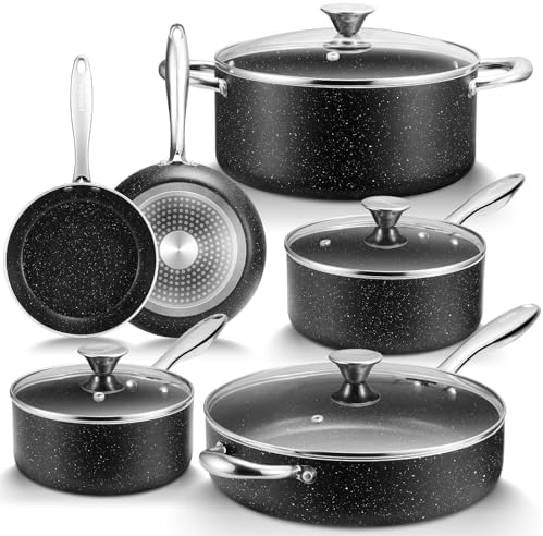 Nonstick Pots and Pans Set 10pcs, Induction hob Pan Set, Induction ...