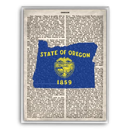 Amazon.com: Oregon Flag and Map Canvas Wall Decor - Historic State ...