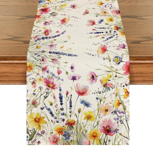 Amazon.com: JarThenaAMCS Spring Vintage Floral Table Runner Retro ...