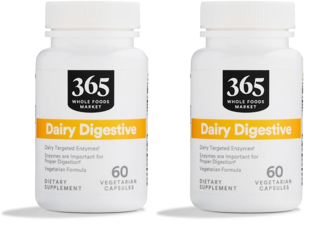 365 by Whole Foods Market, Dairy Digestive Enzymes, 60 Count (Pack of 2 ...